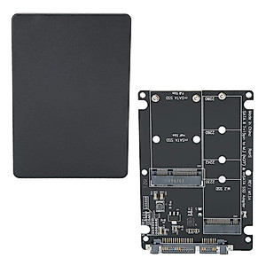ASHATA Hard Disk Box Black ABS SSD 2 in 1 M.2 B-Key MSATA to SATA 3.0 Computer Accessories
