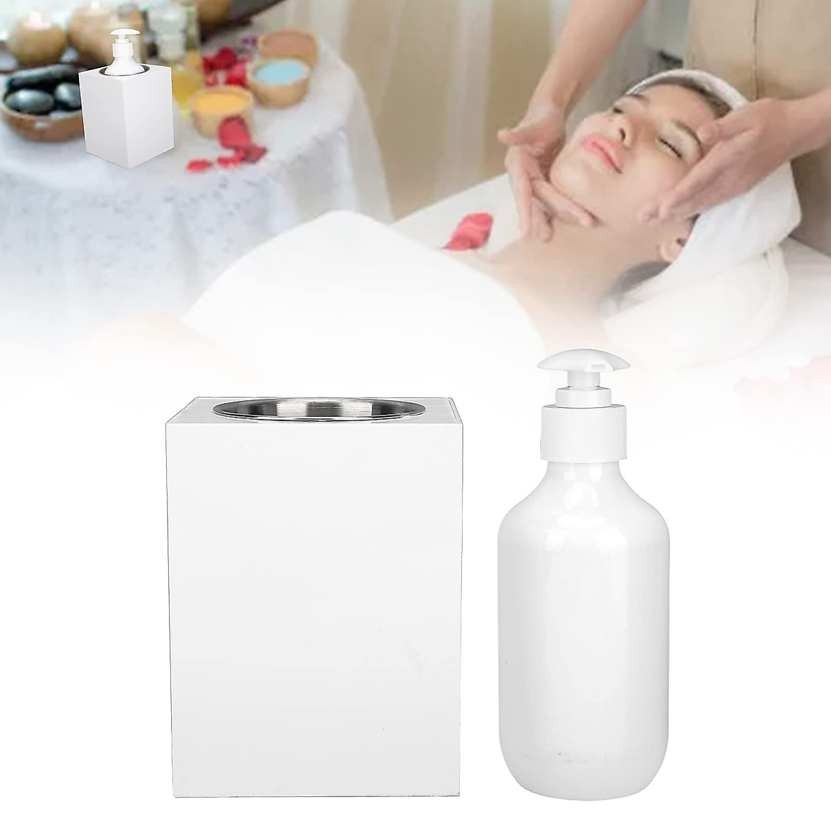 GOWENIC Massage Oil Bottle Warmer, Single Bottle Essential Oil Lotion Warmer with Adjustable Temperature Aluminum Alloy Inner Liner, Spa Lotion Warmer for Salon Barber Shops Beauty Salon Home(US)
