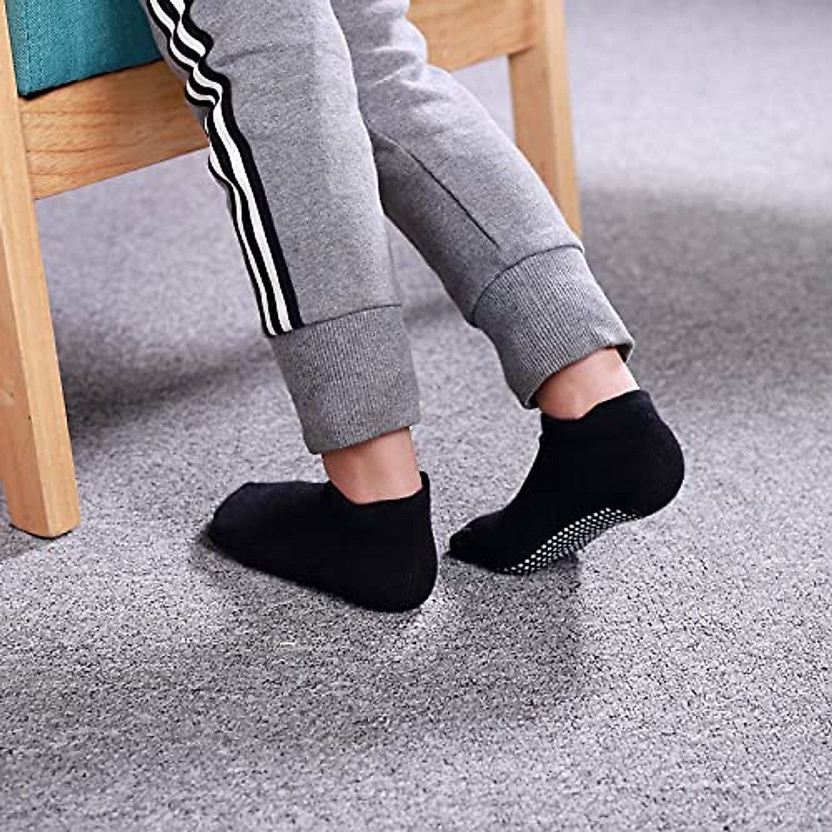 Tenpluszero 12 Pairs Anti Slip Baby Ankle Socks with Non Skid Grips for Toddler Kids Boys Girls (12Pairs - Black,White,Grey, 18-36 Mouths)