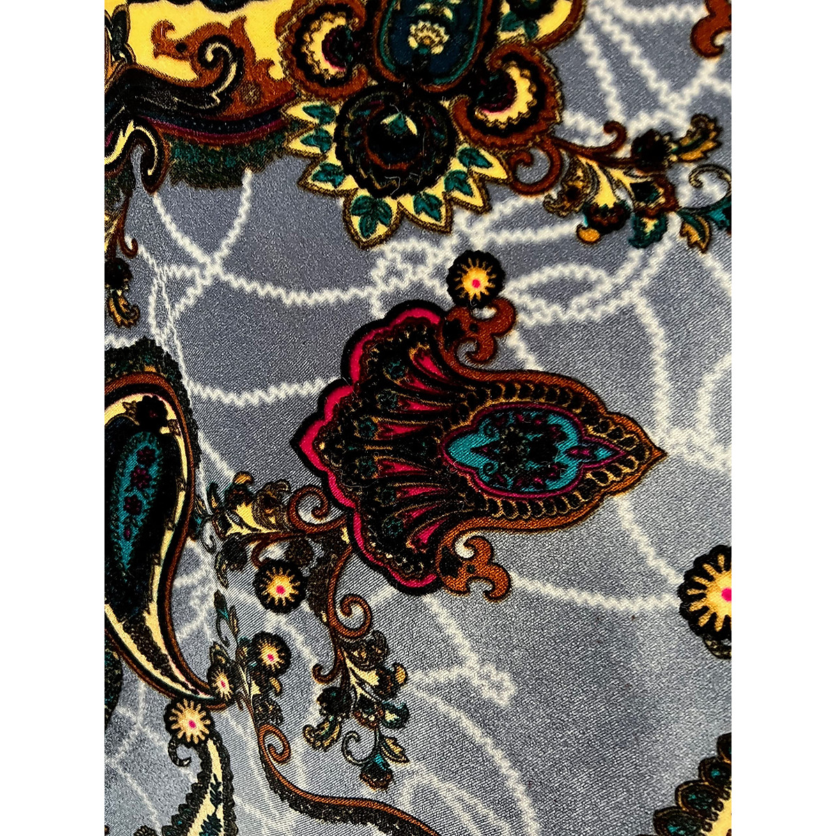 Sutton Paisley 7 Print on Polyester Stretch Velvet Fabric by The Yard for Bows, Head Wraps, Top Knots, Scrunchies, Clothes, Costumes, Crafts