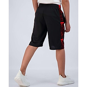 Real Essentials Boys Workout Quick Dry Shorts Youth Clothes Mesh Active Athletic Basketball Soccer Kids Pockets Running Teen Dry-Fit XL (16-18) 5-Pack