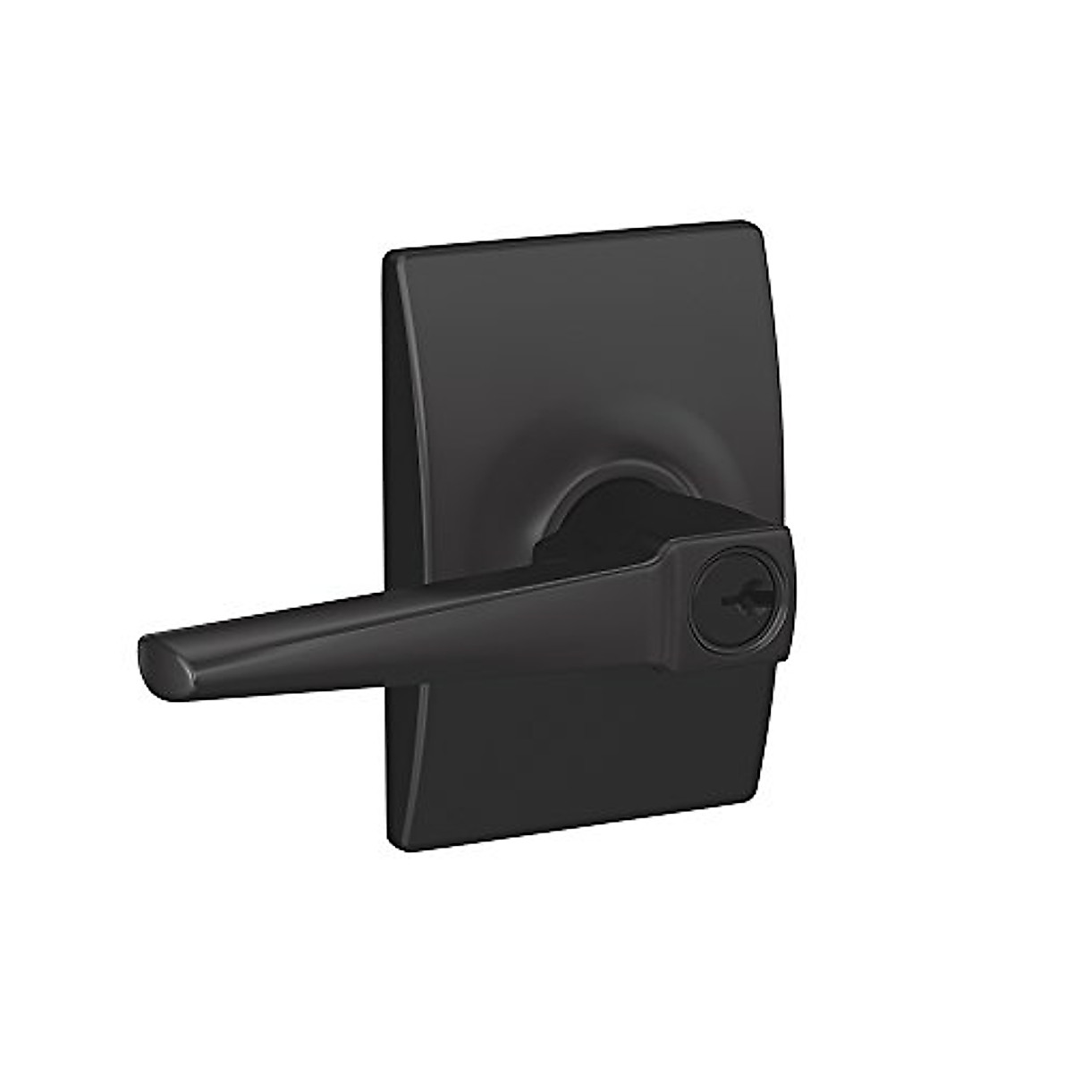 SCHLAGE F51A ELR 622 CEN Eller Lever with Century Trim Keyed Entry Lock, Matte Black