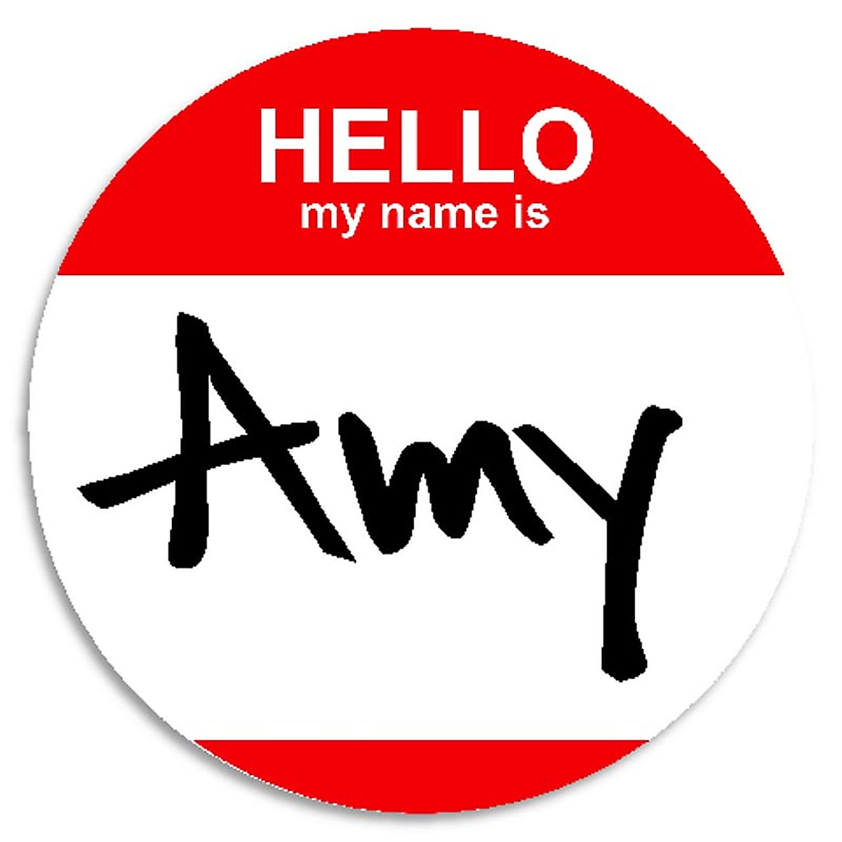 Hello My Name is Amy - 25 Pack Circle Stickers 3 Inch - Customizable Nametag