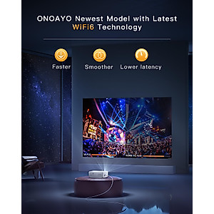 Projector, Outdoor Projector 4K Supported, 600ANSI 20000 LUMENS, ONOAYO 1080P Movie Projector for Outdoor Use with WiFi Bluetooth, Compatible with iOS/Android/PC/PS4/TV Stick/HDMI/USB