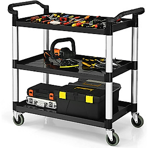 Plastic Utility Bussing Cart with Wheels | Custom Sizes, Colors and Shelves Quantity | Choose Between Available Sizes: 32" L x 16" W x 38''H | 42" L x 20" W x 38''H