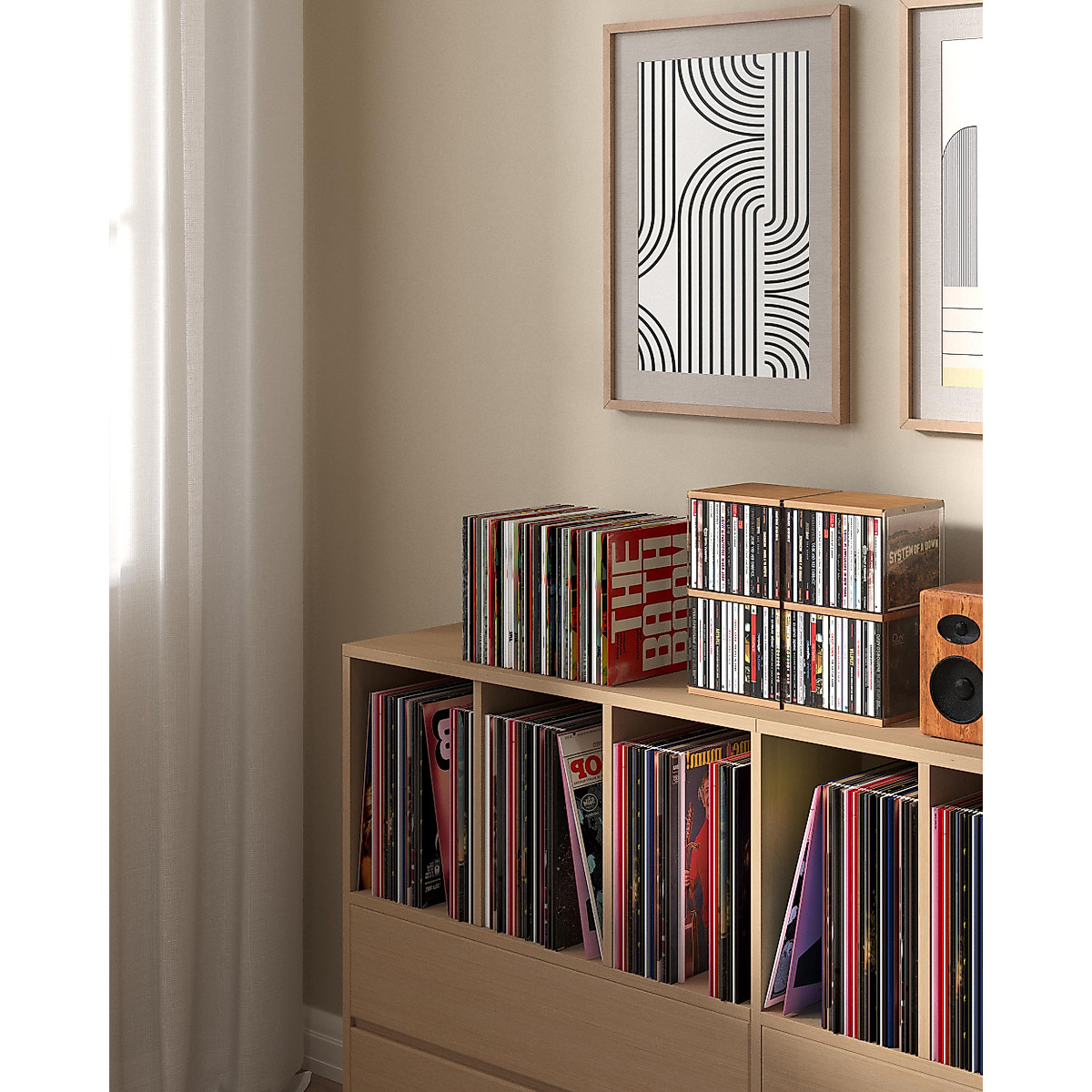 AREAJD 2 Pack Retro Walnut-colored MDF CD Holder Desk Rack Organizer, Holds 30 CD Case, Cd Holder Stand, CD Storage/Shelf/Tower/Stand Dollar, Fit for Theatre Room