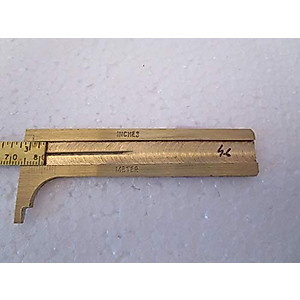 Mini Brass Pocket Ruler Handy Sliding Gauge Brass Vernier Caliper Ruler Measuring Tool Double Scales mm/inch : (80mm)