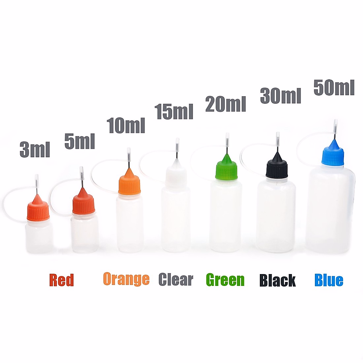 20ml Plastic 6 Colors Dropper Bottles Tip Steel Needle Drip Empty Liquid Filling Squeezable Childproof (20ml Black Pack of 20pcs)
