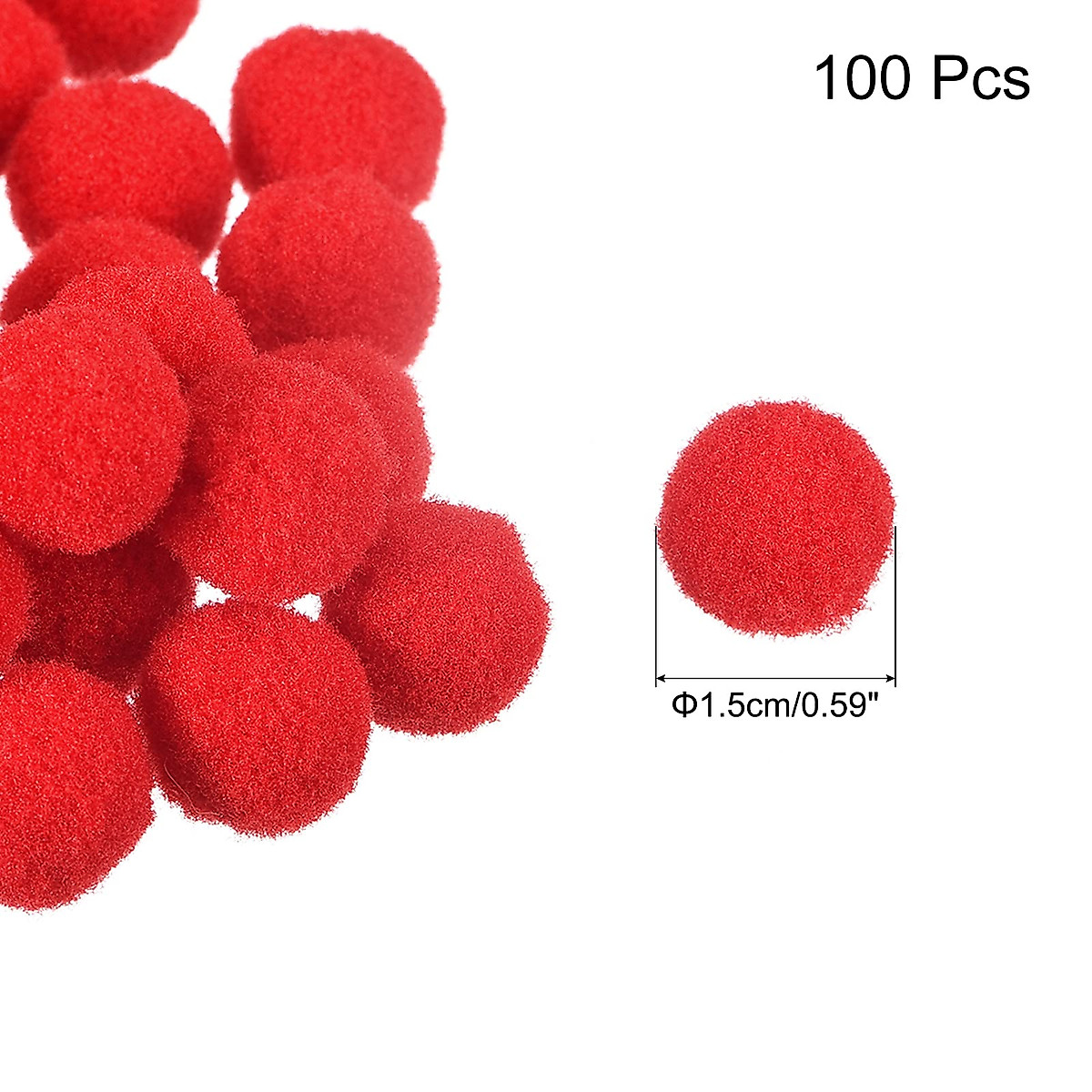 MECCANIXITY Pom Felt Balls Felting Fabric 1.5cm 15mm Red for Home Craft Project DIY Pack of 100