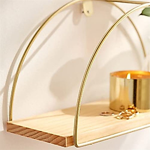 SUNESA Floating Wall Mount Shelf Multilayer Shelves Wall Shelves Metal Storage Rack with Large Storage Space Suitable for Bedroom, Office, Living Room Wall Mounted Shelves ( Color : Brass )
