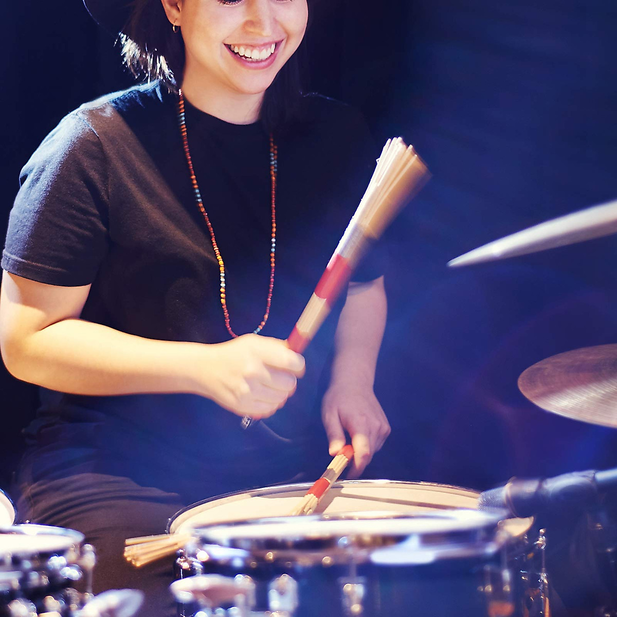 Drum Sticks Drum Wire Brushes Drum Brushes Drum Sticks Retractable Brushes Drums Sticks Drum Brushes Set for Jazz Acoustic Music Lover Gift Total 2 Pairs with Portable Storage Bag