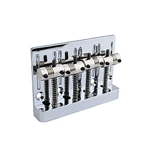 Guyker High Mass Bass Bridge with Vintage Brass Saddles Tailpiece Replacement for 4 String Jazz Electric Bass CNC Machined (GB403, Chrome)