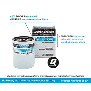 Quicksilver by Mercury Marine 8M0162830 Oil Filter for Mercury and Mariner 4-Stroke Outboards 25-115hp