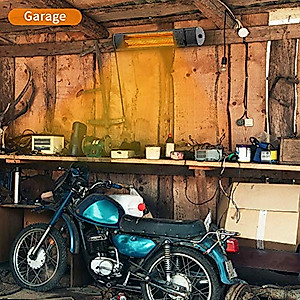 Electric Outdoor Patio Heater, Wall-Mounted Infrared Heater with Remote Control, 1500W Fast Heat Gold Tube Super Quiet Ceiling Heater for Garage