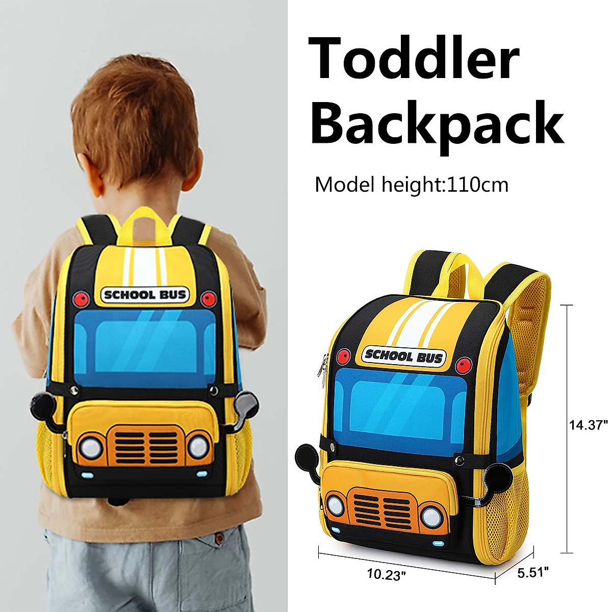 Kids Backpack for Boys Girls Preschool Bookbags 3D Cartoon Daycare Toddler Bags Yellow and Blue