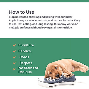 No Chew Spray for Dogs and Cats - 8 Fl Oz - Bitter Apple Spray to Keep Dogs from Chewing Things and Licking Paws - 2 in 1 Alcohol-Free Dog Training & Behavior Aids for Hot Spot and Furniture