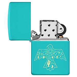 Zippo Thunderbird Western Design Flat Turquoise Pocket Lighter