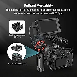 SmallRig Mini NATO Side Handle with Dual 1/4"-20 Screw Mount for Camera Cage, Built-in Wrench, Up and Down Adjustable - 3813