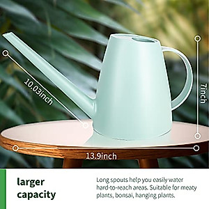 Decwxon Watering Can for Indoor Plants Garden Flower, Modern Outdoor Plants Small Watering Can,Detachable Long Spout Water can 1.8L 60oz 1/2 Gallon (Green)