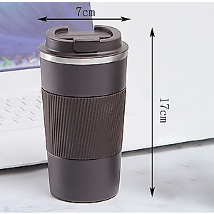17oz Stainless Steel Vacuum Insulated Coffee Travel Mug for Ice Drink & Hot Beverage, Double Wall Travel Tumbler Cups with Spill Proof Lid, Car Thermos Gift for Men and Women (Brown)