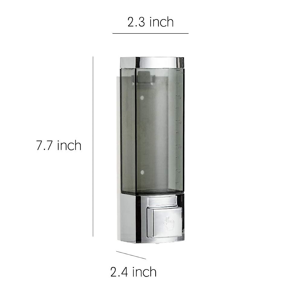 Soap Dispensers 250ml ABS Plastic Drill Free with Adhesive or Wall Mount with Screws Liquid Hand Soap Dispenser for Bathroom or Kitchen(Chrome)