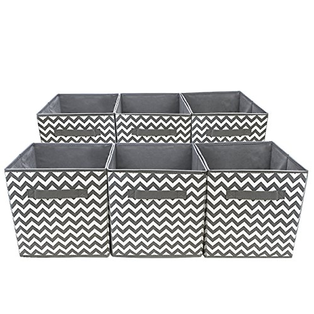 Sorbus® Foldable Storage Cube Basket Bin, 6 Pack,Chevron Pattern (Gray)