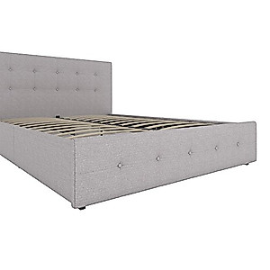 DHP Rose Upholstered Platform Bed with Underbed Storage Drawers and Button Tufted Headboard and Footboard, No Box Spring Needed, Full, Gray Linen