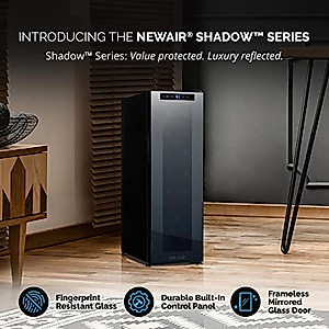 Newair 12 Bottle Wine Cooler Refrigerator | Shadow Series | Freestanding Mirrored Wine and Beverage Fridge with Double-Layer Tempered Glass Door & Compressor Cooling For Reds, Whites, & Sparkling Wine