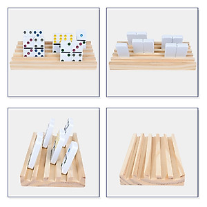 GOTHINK Wooden Domino Racks Set of 8 Trays for Mexican Train Dominoes Games Domino Tiles Holders Mexican Train Accessories for Adults & Kids - Dominoes NOT Included