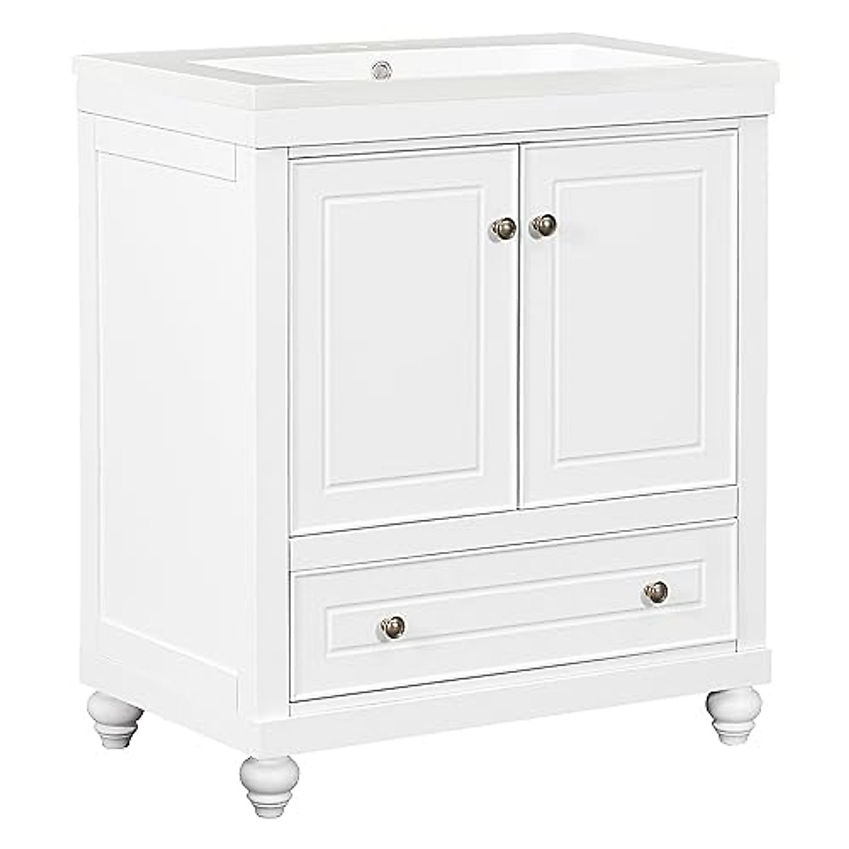 Bellemave 30" Bathroom Vanity with Ceramic Basin Sink, Combo Cabinet Under-Mount Sink, Bathroom Storage Cabinet with 2 Doors and 1 Long Drawer for Bathroom No Mirror (White)
