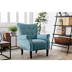 Blue Accent Chair, Unique Chair Armchair Solid Wood Comfy Modern Home Furniture for Living Room 32" Lx28.75 Wx38.25 H