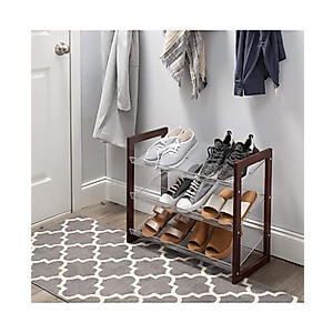 Organize It All 3 Tier Wood Frame Shoe Storage Rack