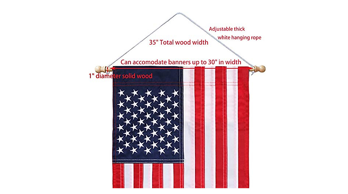 EKEV 35" Wood Flag Banner Pole - Durable & Easy to Install