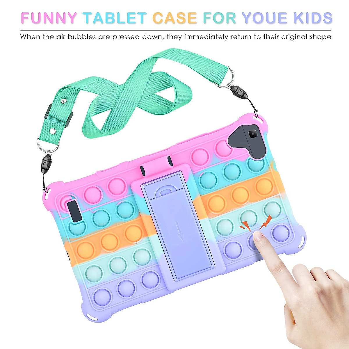 DETUOSI Silicone Case Compatible with Samsung Galaxy Tab A 8.0 2019 Without S Pen Model (SM-T290/T295/T297), Lightweight Protective Cover with Strap for Galaxy Tab A Case 8.0" 2019, Dazzling Pink