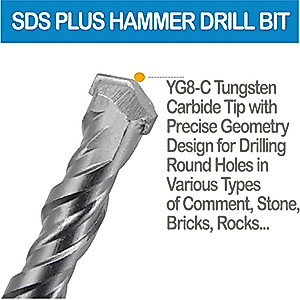 SDS-Plus Rotary Hammer Rock Drill Bit 5Pcs 5/8 in.x 6 in. Carbide Tip Drill Mason Concrete Bricks