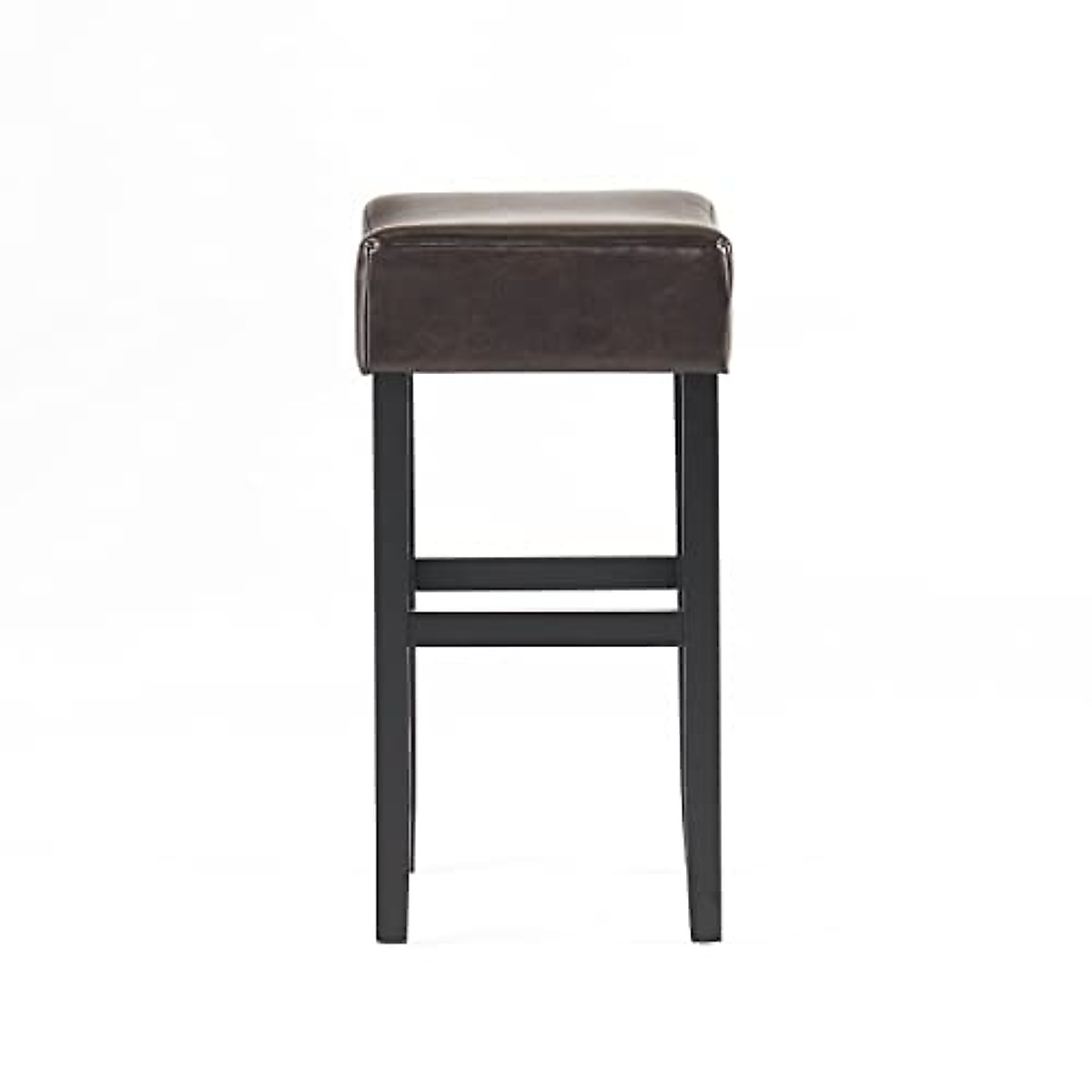 Christopher Knight Home Portman Leather Backless Barstools, 2-Pcs Set, Brown