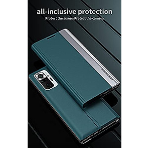 Ysnzaq for Xiaomi Redmi Note 10 4G (Not 5G) Flip Phone Case with Hard PU + TPU Leather Fashion Slim Shockproof Magnetic Full Body Protective Kickstand Phone Cover for Xiaomi Redmi Note 10S CX Green