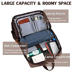 G-FAVOR Travel Laptop Backpack, Vintage Canvas College School Backpack Bookbag for Men & Women Computer Backpack 15.6 inch, Carry on Backpack Luggage Daypack Weekender Duffel Bag