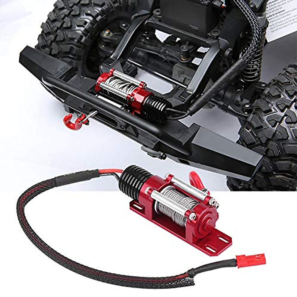 RC Car Winch RC Model Vehicle Crawler Winch RC Accessory with Remote Controller 1/10 Scale