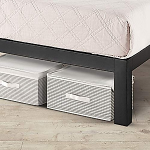 Mellow Rocky Base E 14" Platform Bed Heavy Duty Steel Black, w/ Patented Wide Steel Slats (No Box Spring Needed) - Cal King