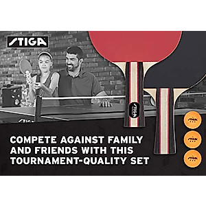 STIGA Performance 2 Player Ping Pong Set – 2 Table Tennis Rackets, 3 – 3 Star Orange Balls Included
