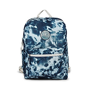 Pura Vida Blue Tie Dye Backpack Travel Bag - 400D Polyester, Brand Patch - Large Capacity, 29 Liters