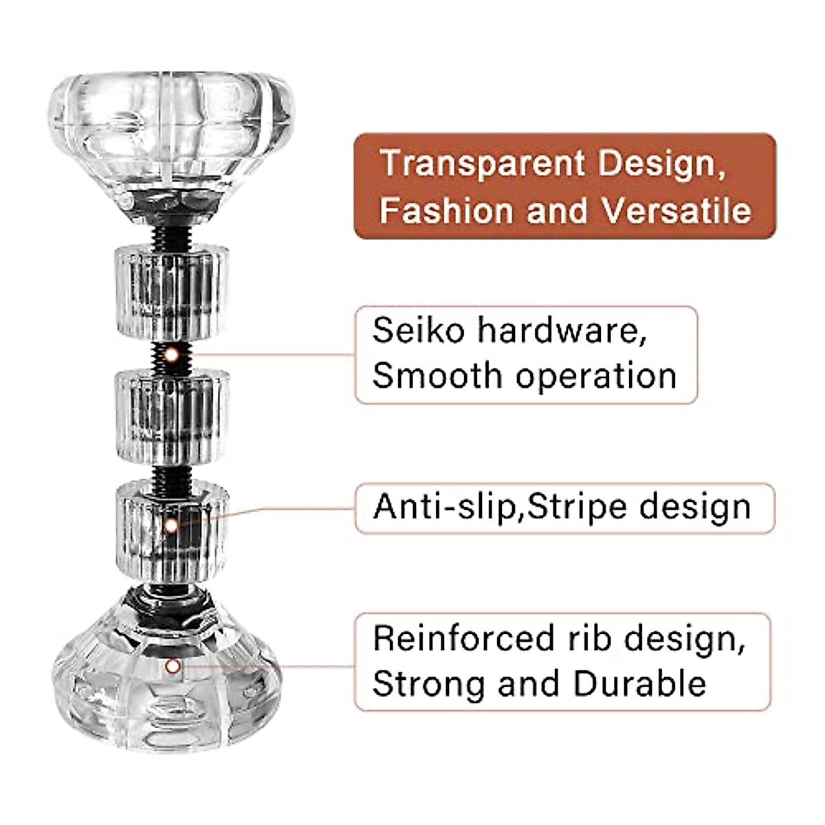 Neatbuddy Headboard Stoppers for Wall, 2023 Newest Transparent Bed Stoppers, Adjustable Threaded Bed Frame Anti-Shake Tool for Bed, 2PCS Headboard Stabilizer, 2.16"-4.92"