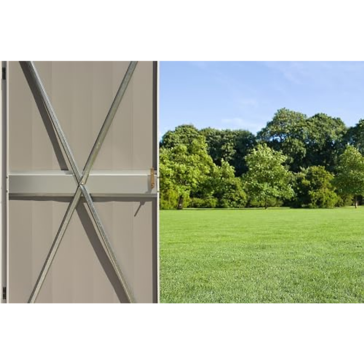 Arrow Shed Designed 6' x 3' x 6' Compact Outdoor Metal Backyard, Patio, and Garden Shed Kit, Flute Gray and Anthracite