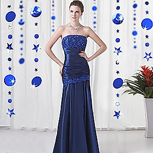 Royal Blue Birthday Party Decorations Star Paper Streamers Circle Garland for Wedding Baby Shower Graduation Hanging Ceiling Wall Window Decorations Hen Party Supplies (Royal Blue, 2 Strings)