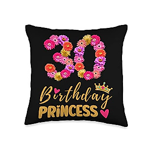 30 Year Old Gifts For Women 30th Birthday Gifts 30 Year Old Princess Flower Its My 30th Birthday Throw Pillow, 16x16, Multicolor