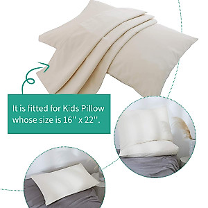 Lofe Organic Cotton Pillow Case - One Pack 16"x 22" Kids Pillow Cover - 300 TC Thread Count - Soft, Safe and Hypoallergenic - Off White
