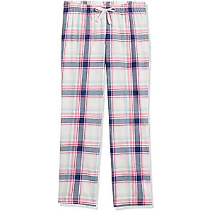 Amazon Essentials Women's Flannel Pajama Sleep Pant, Pink White Large Plaid, Medium