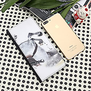 Wristlet Wallets Purse,Horse jumping sport Man watercolor painting on white background,Ladies PU Pockets Large Purse