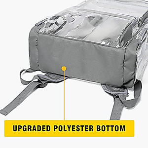 Vorspack Clear Backpack - Transparent Backpack with Reinforced Bottom & Multi-pockets for College Workplace Security - Grey